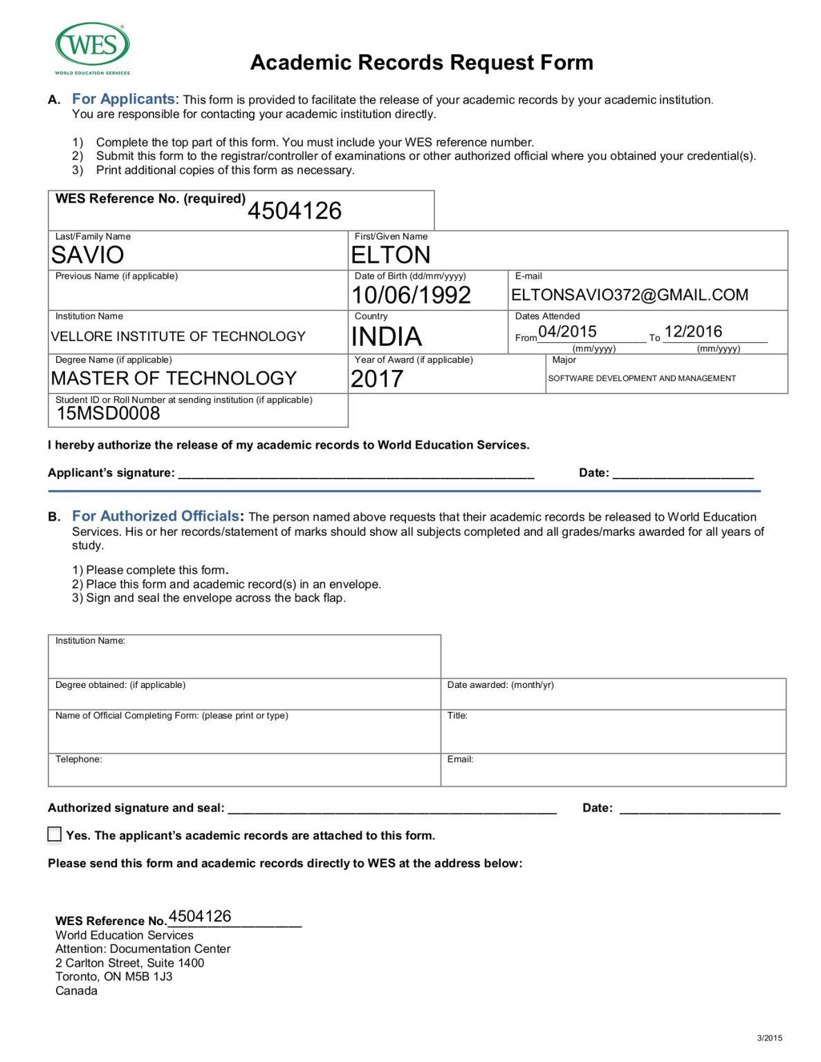 نحوه ارسال مدارک به WES توسط دانشگاه - گیزپر