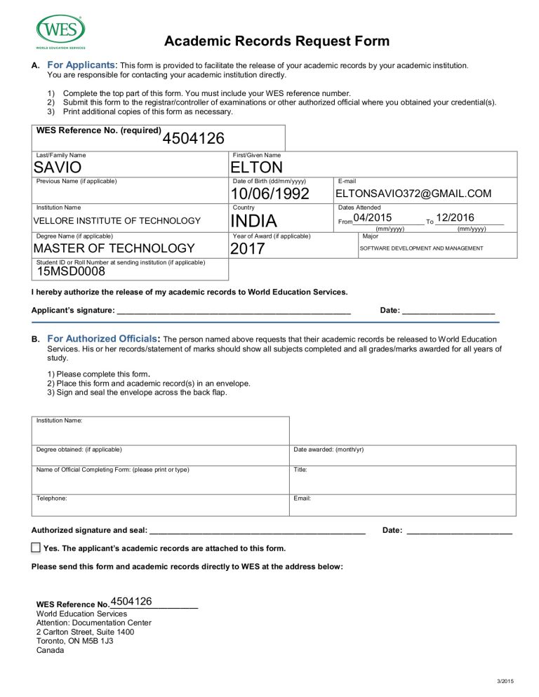 نحوه ارسال مدارک به WES توسط دانشگاه - گیزپر