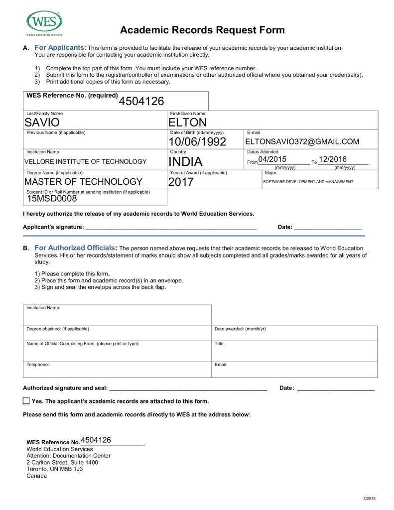 نحوه ارسال مدارک به WES توسط دانشگاه - گیزپر