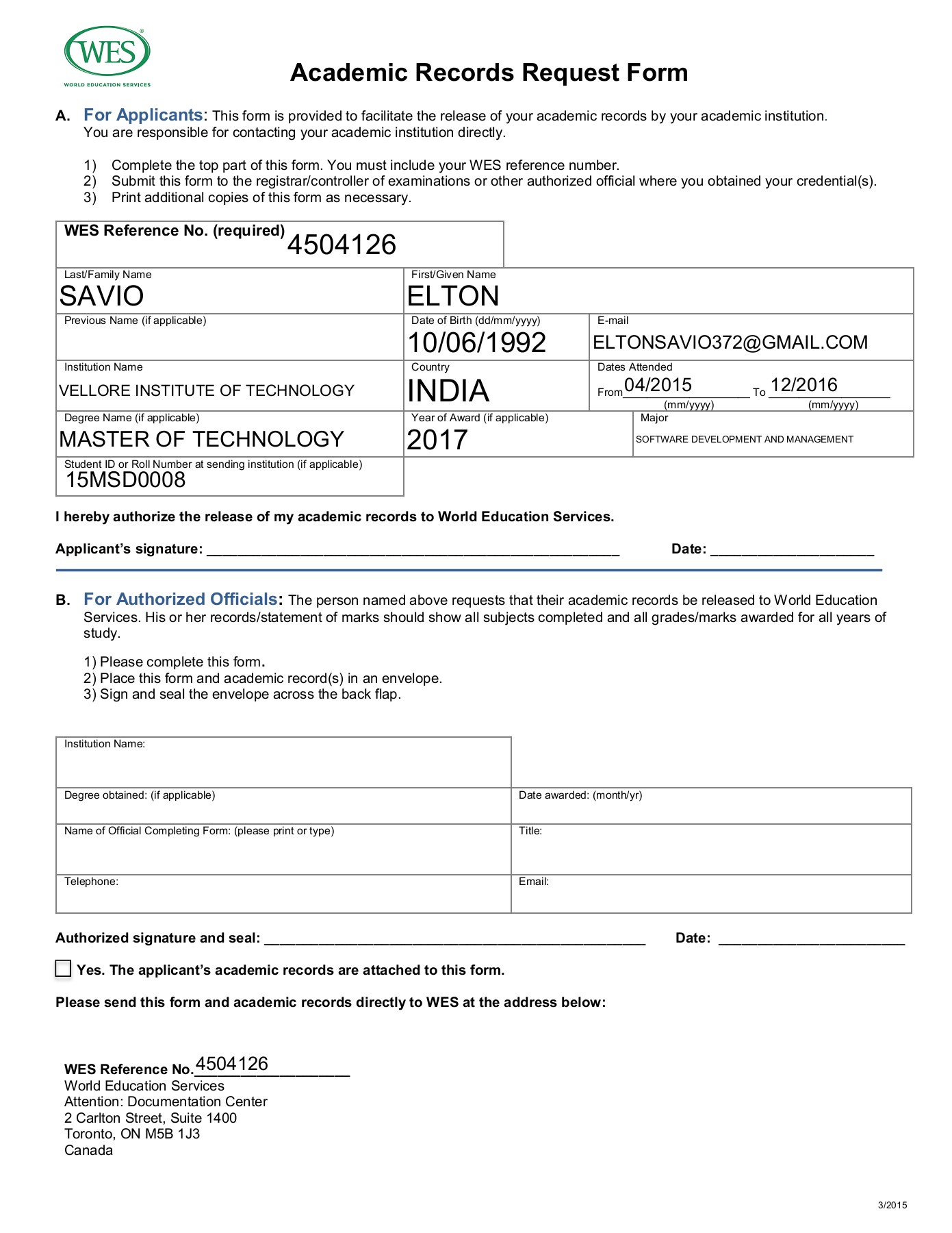 نحوه ارسال مدارک به WES توسط دانشگاه - گیزپر